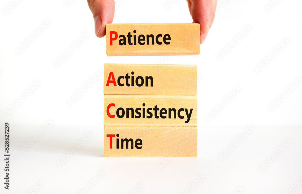 PACT patience action consistency time symbol. Concept words PACT ...