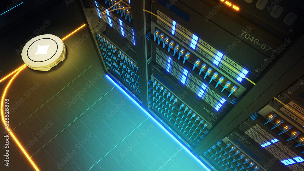 Data Center and Data Connectivity Technology,Shot of Data Center With ...