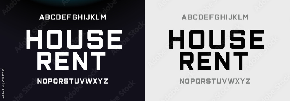 HOUSE RENT Minimal urban font. Typography with dot regular and number ...