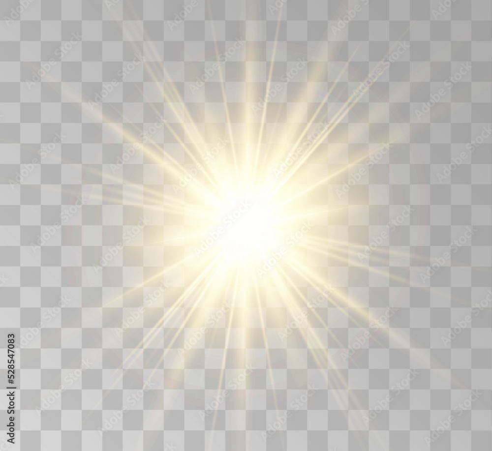 Transparent yellow sunlight special lens flash light effect. Front ...