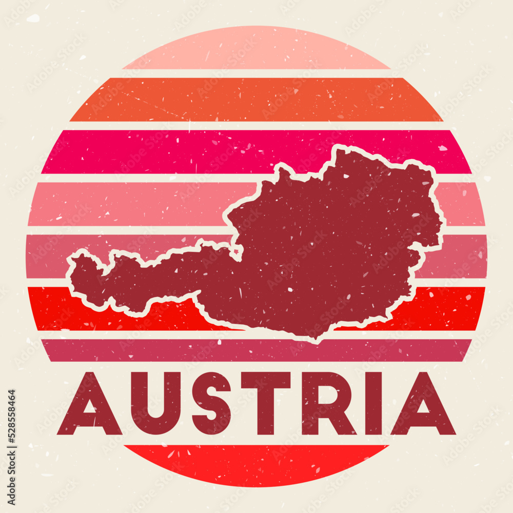 Austria logo. Sign with the map of country and colored stripes, vector ...