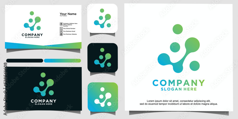monogram logo with dot concept. universal colorful biotechnology ...