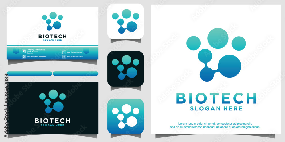 biotechnology molecule atom dna chip symbol. this logo is suitable for ...