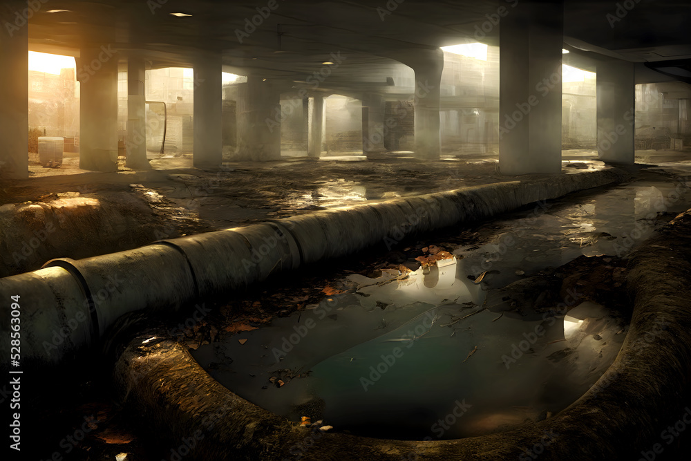 Abwasser-Kanalisation im Untergrund einer Stadt - unterirdisches ...