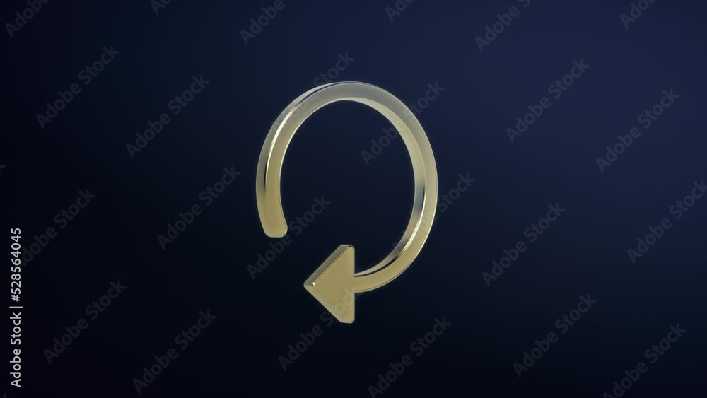 Golden Icon. Arrow Clockwise Rotate Around it Axis on a Dark Blue ...