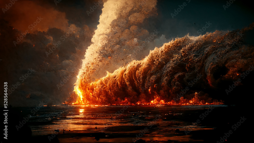 Burning Comet Fell Into Ocean Apocalyptic Scene with Huge Explosion ...