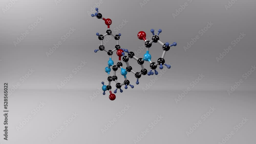 Apixaban molecule. Molecular structure of eliquis, oral anticoagulant ...
