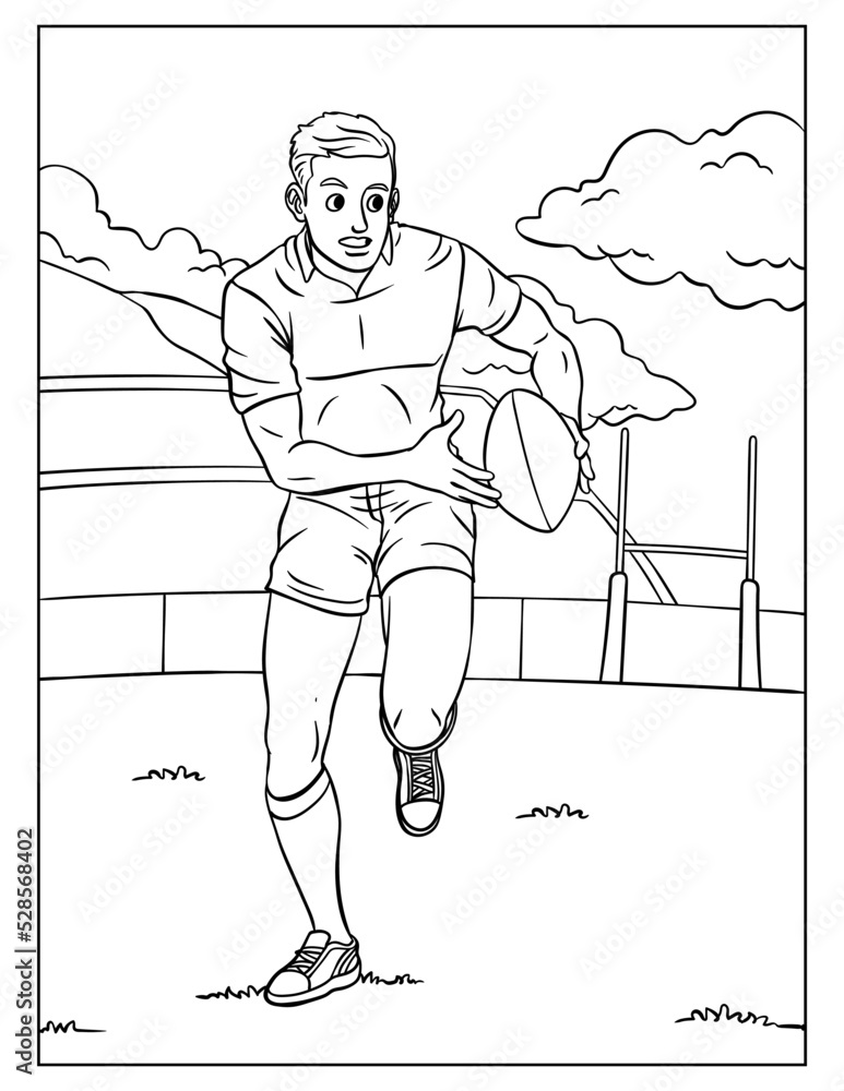 Rugby Coloring Page for Kids Stock Vector | Adobe Stock