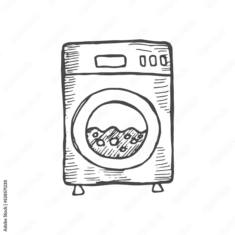 washing machine vector sketch isolated Stock Vector | Adobe Stock