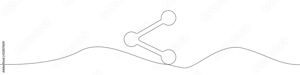 Spread, share icon line continuous drawing vector. One line Spread ...