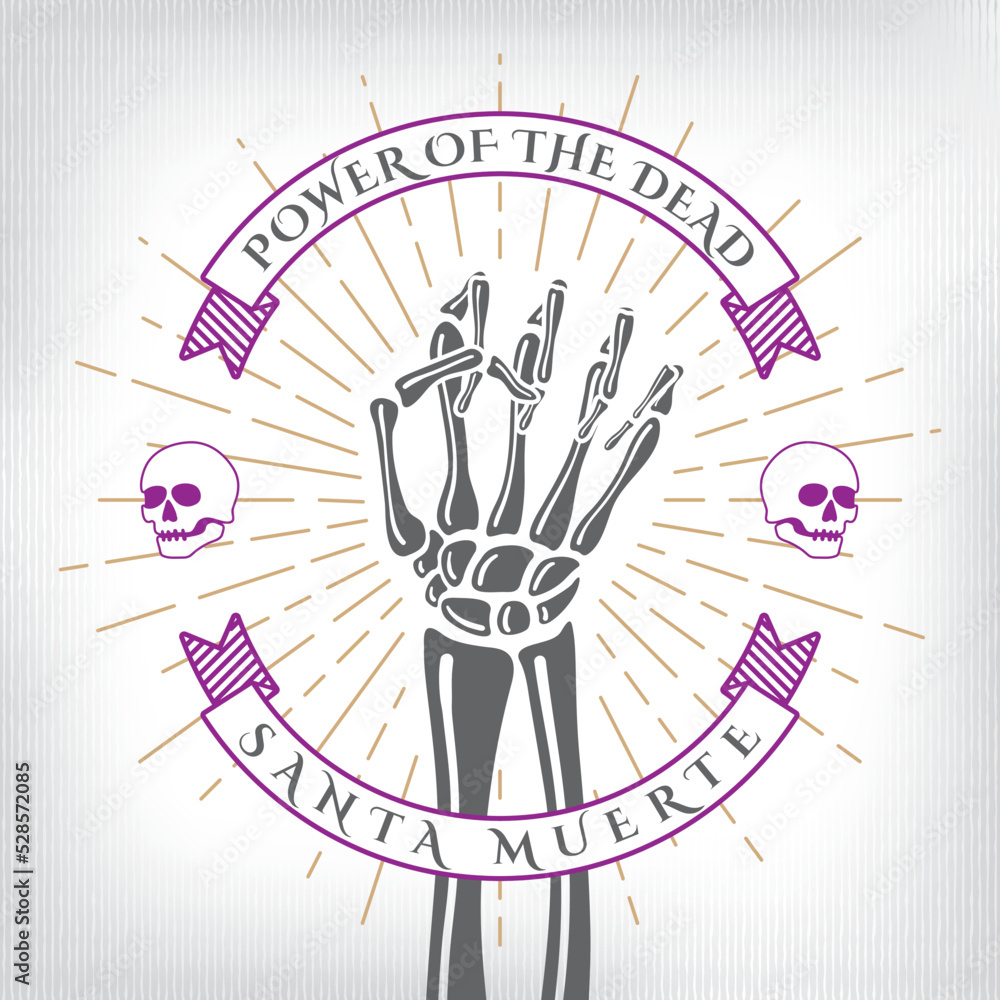 Power of Dead Halloween Concept with Human Skeleton Raised Hand ...