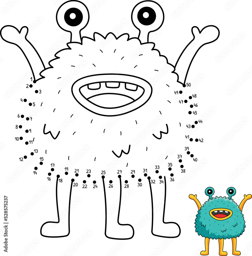 Dot to Dot Talking Monster Isolated Coloring Page Stock Vector | Adobe ...