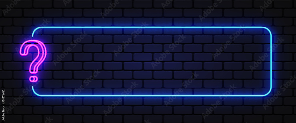 Quiz frame neon sign vector design template. Quiz neon frame, light ...