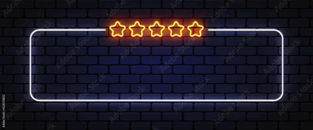 Five Stars neon frame vector design template. Five Stars neon frame ...
