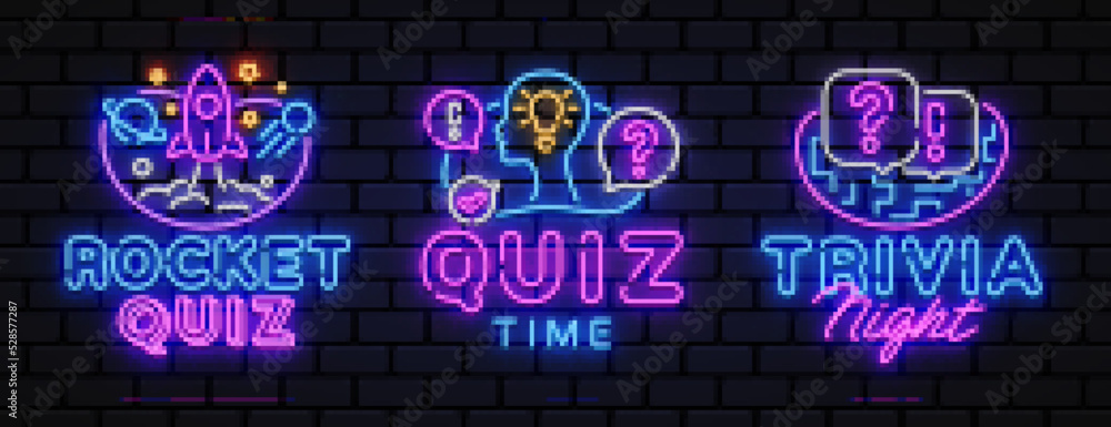 Quiz night collection announcement poster vector design template. Quiz ...