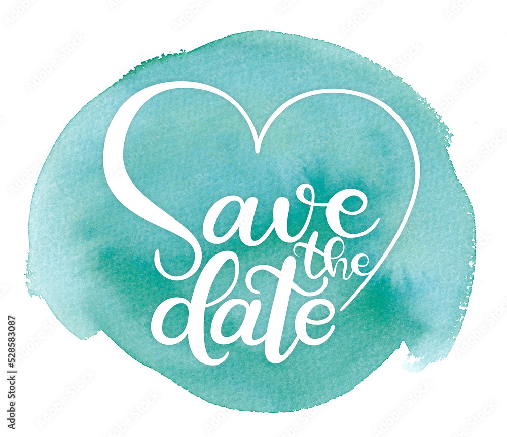 Wedding save the date. Turquoise watercolor design for the reminder of ...