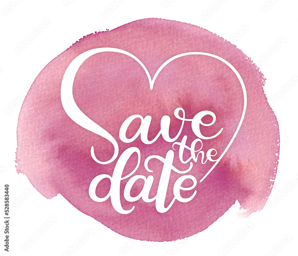 Wedding save the date. Pink watercolor design for the reminder of an ...