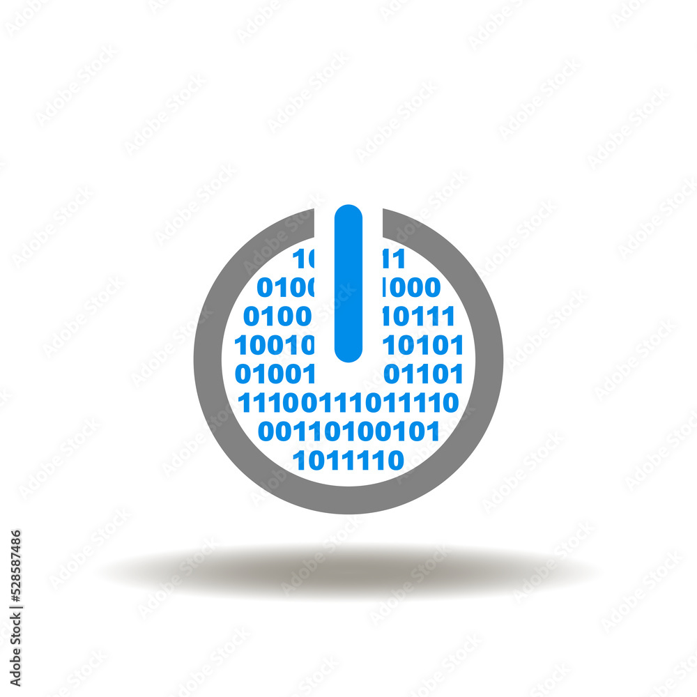 Vector illustration of power button with digital numbers zero and one ...