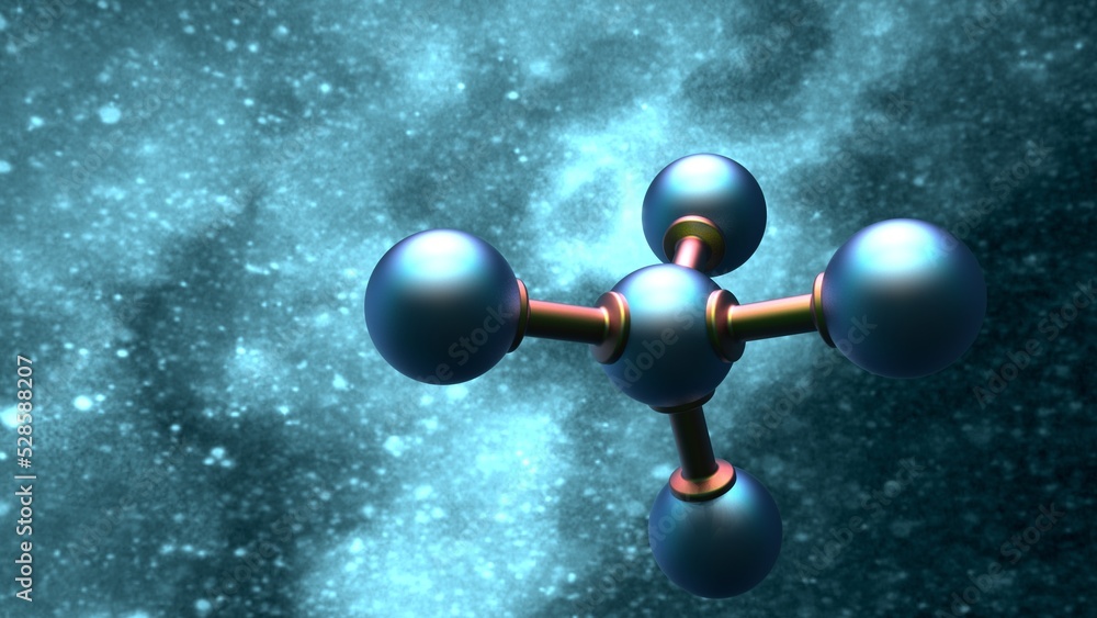 Molecular structure of metallic blue-orange atom under outer space ...