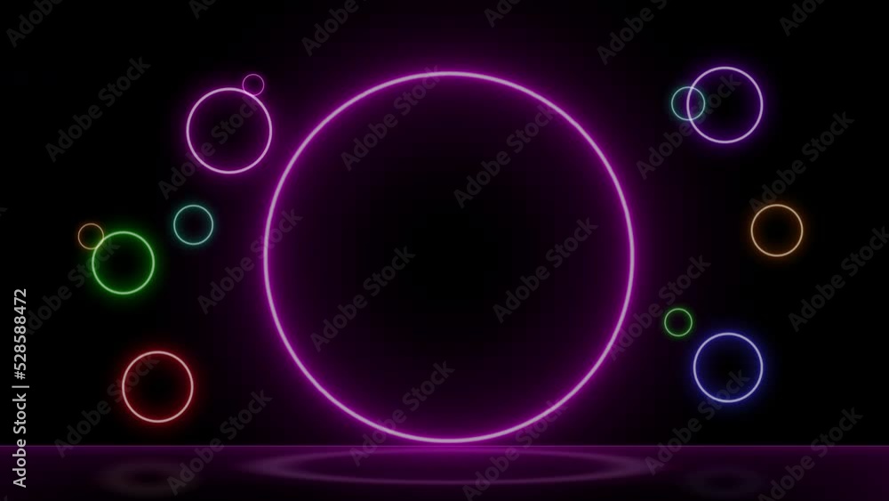 3D Creative Colorful Glowing Neon Circles Banner or Title Bar Template ...
