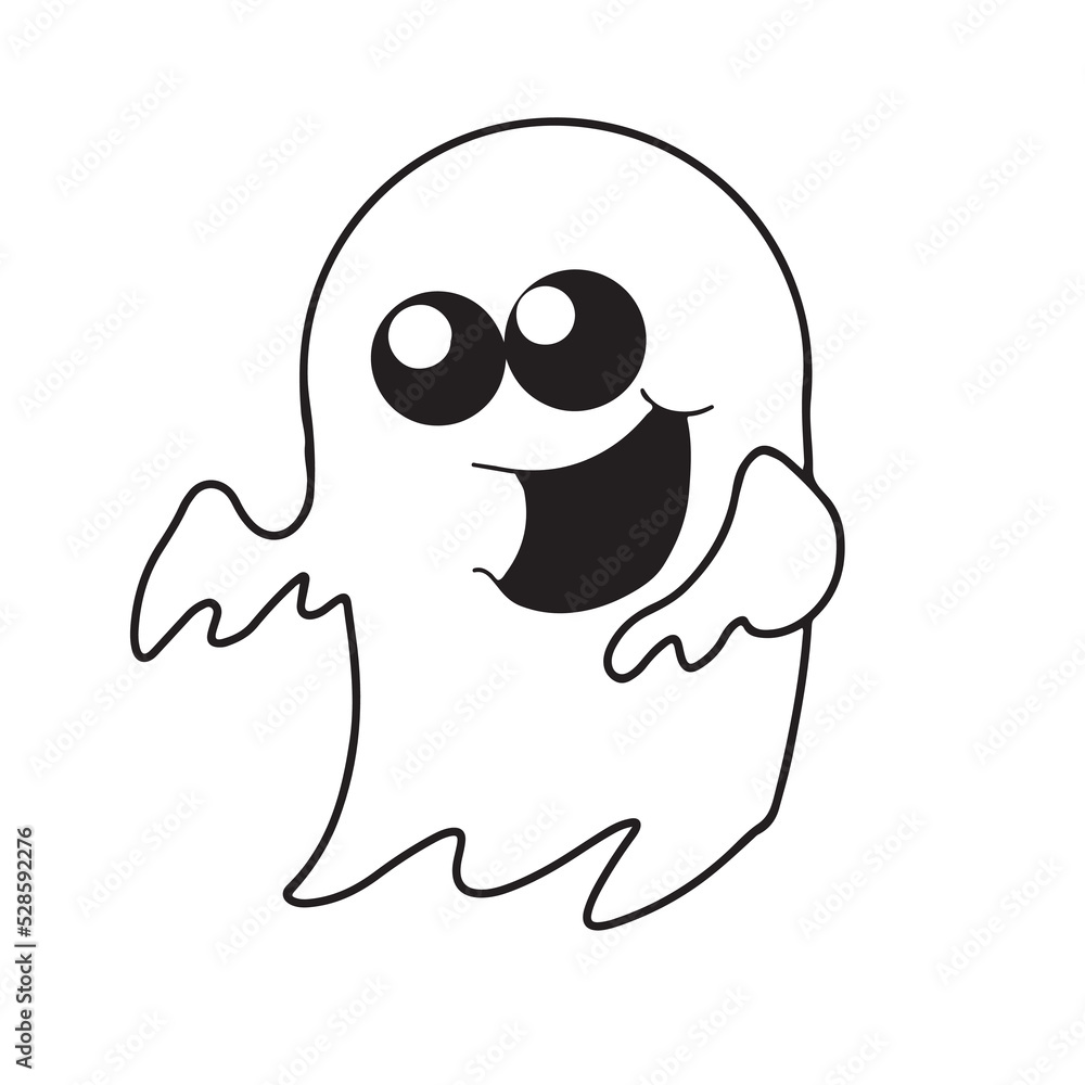 Cute ghost in cartoon style. Vector illustration isolated on white ...