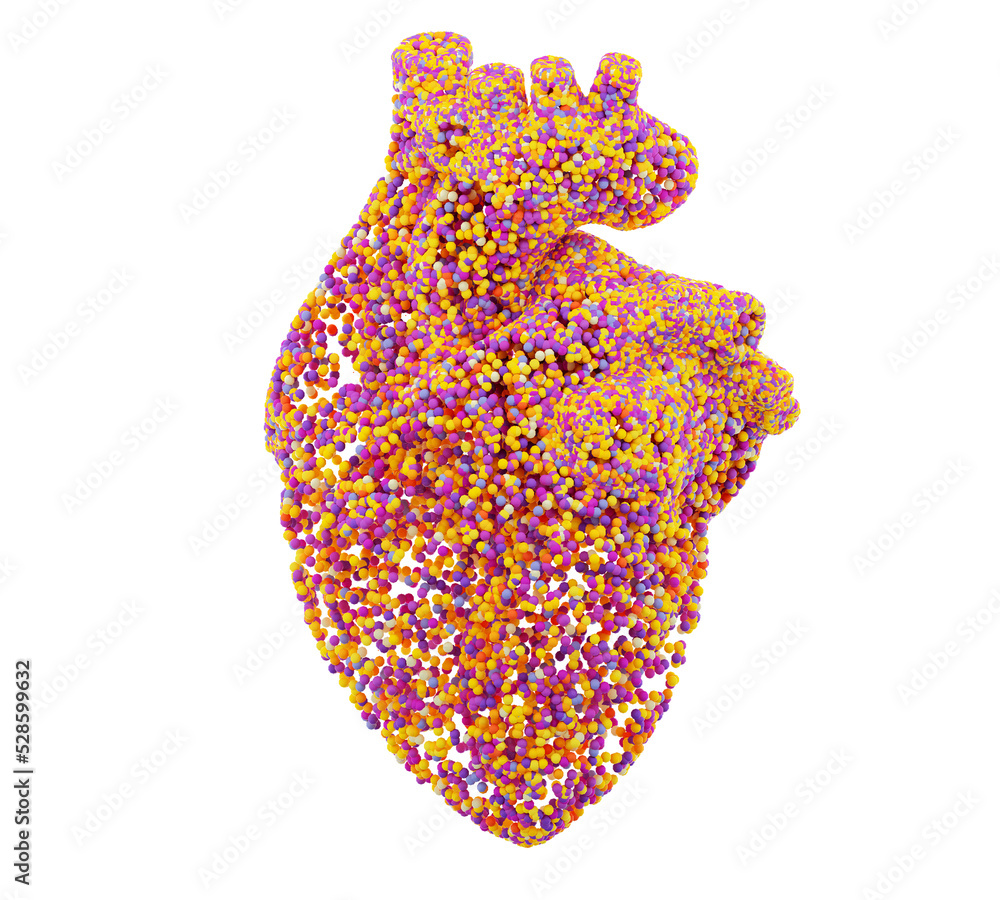 human heart. 3d particles render Stock Illustration | Adobe Stock