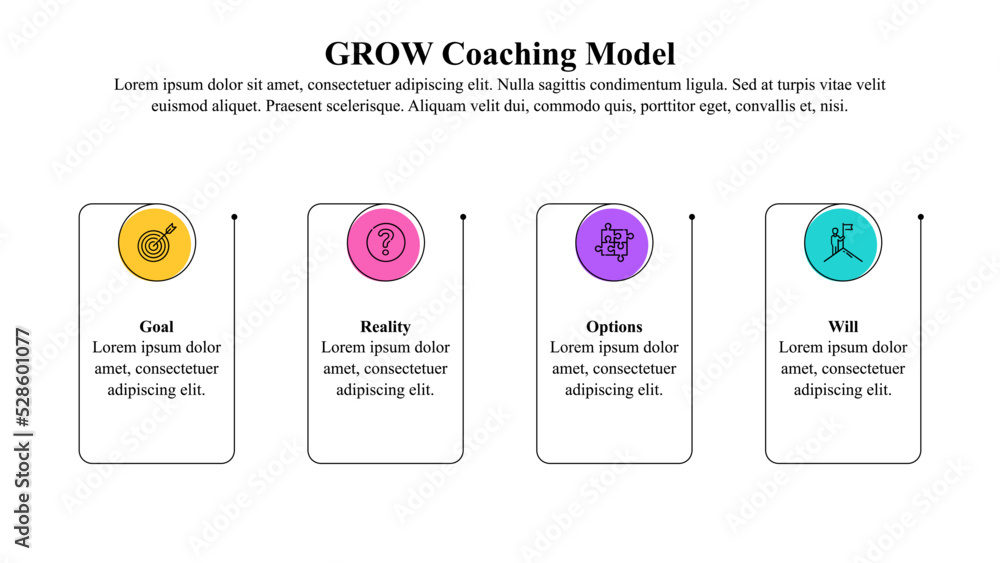 Infographic template of GROW coaching model with icon and text space ...