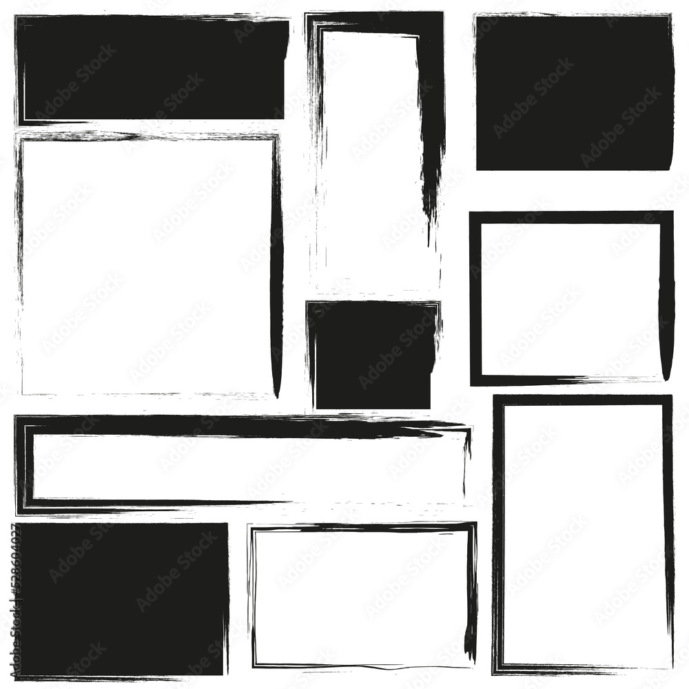 brush rectangles frames. Edge frame. Hand drawn style. Vector ...
