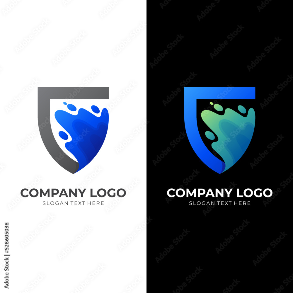 shield fresh logo vector, shield and water combination logo with 3d ...