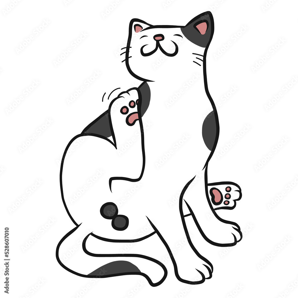 cute cow cat scratching cartoon Stock Illustration | Adobe Stock