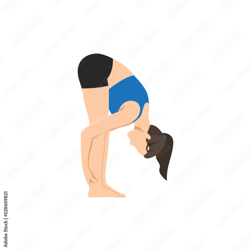 Woman Doing Standing Forward Fold Pose Intense Stretch Pose Intense