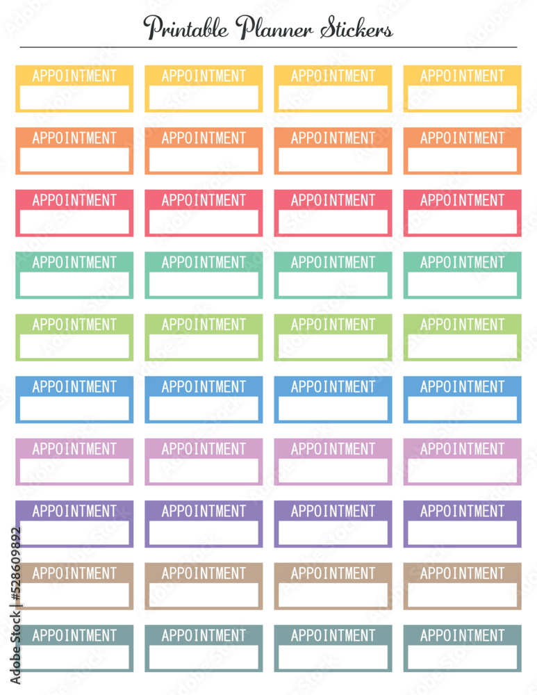 Appointment colored stickers printable planner sheet Stock Vector ...