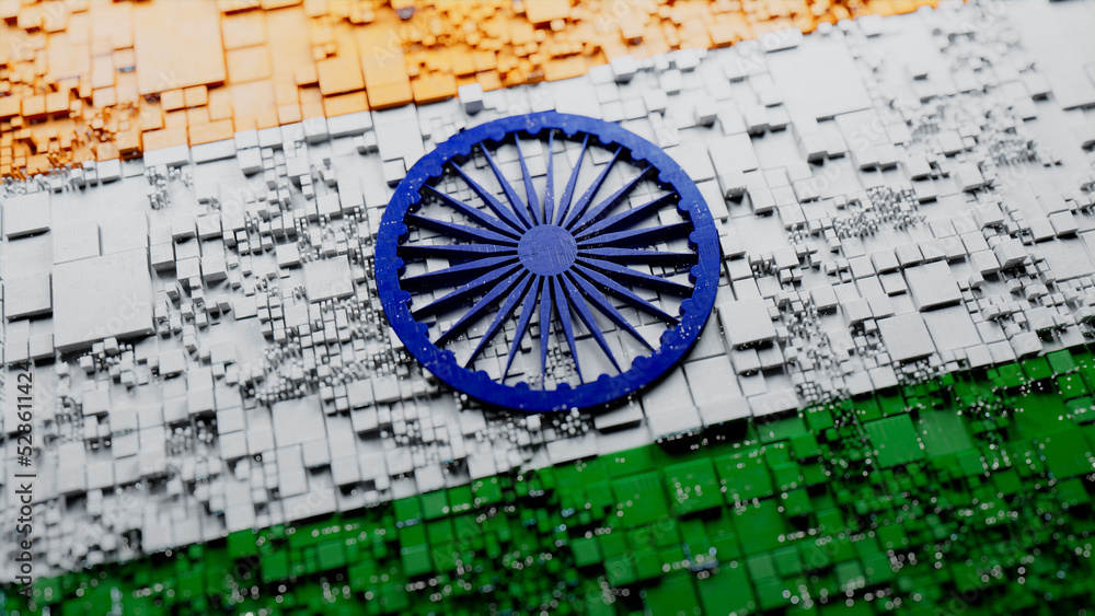 Flag of India rendered in a Futuristic 3D style. Indian Innovation ...