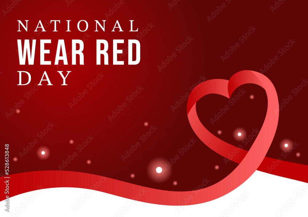 National Wear Red Day on February 7th Template Hand Drawn Cartoon Flat ...