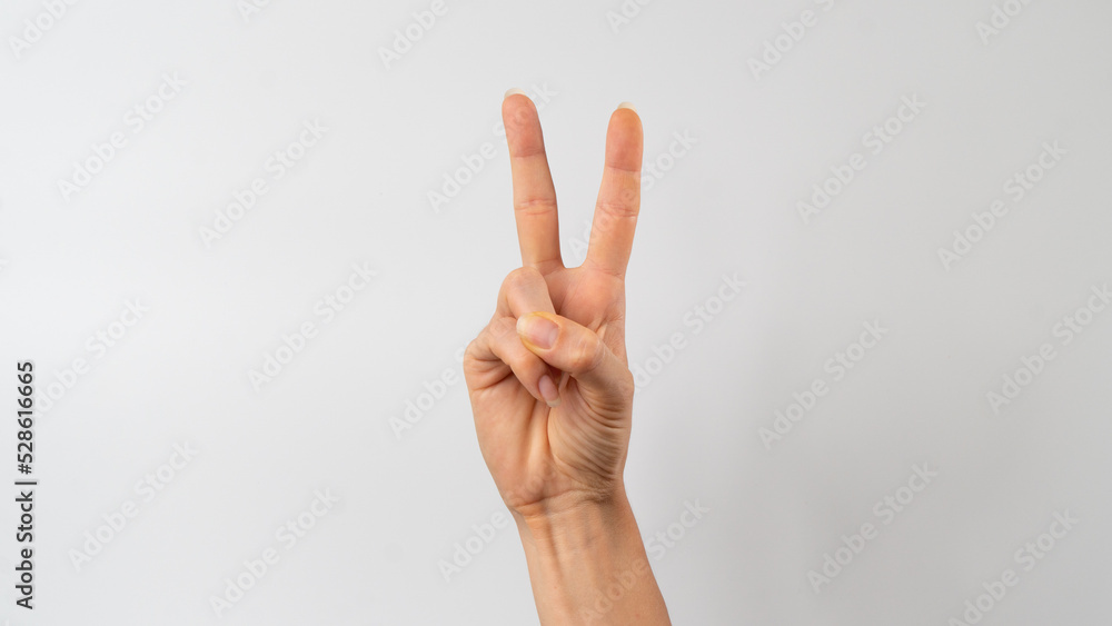 Sign language of the deaf and dumb people, English letter v Stock Photo ...