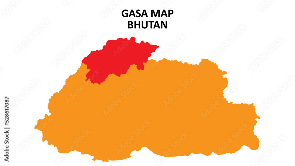 Gasa State and regions map highlighted on Bhutan map. Stock ...