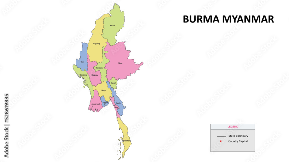 Burma States Map
