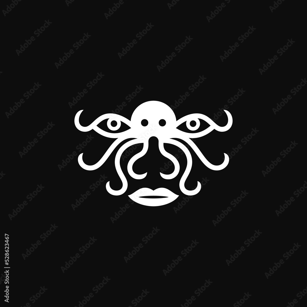 Octopus combination with human face. Logo design. Stock Vector | Adobe ...