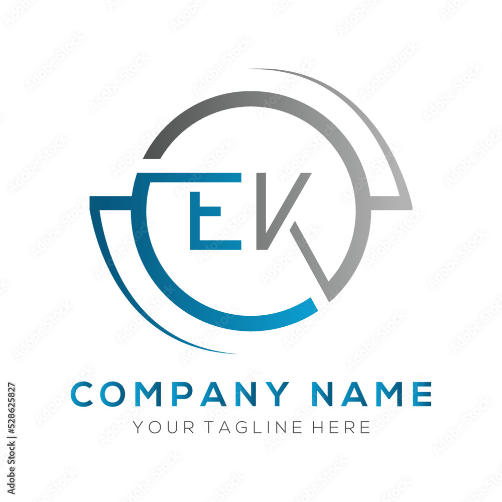 letter EK Logo Design Vector Template. Blue And Silver Letter Design EK ...