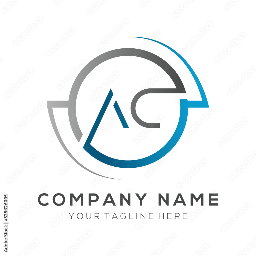 letter AC Logo Design Vector Template. Initial Blue And Silver Letter ...