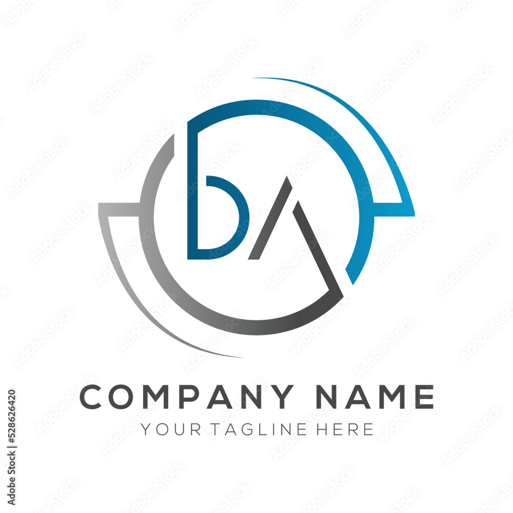letter DA Logo Design Vector Template. Initial Blue And Silver Letter ...