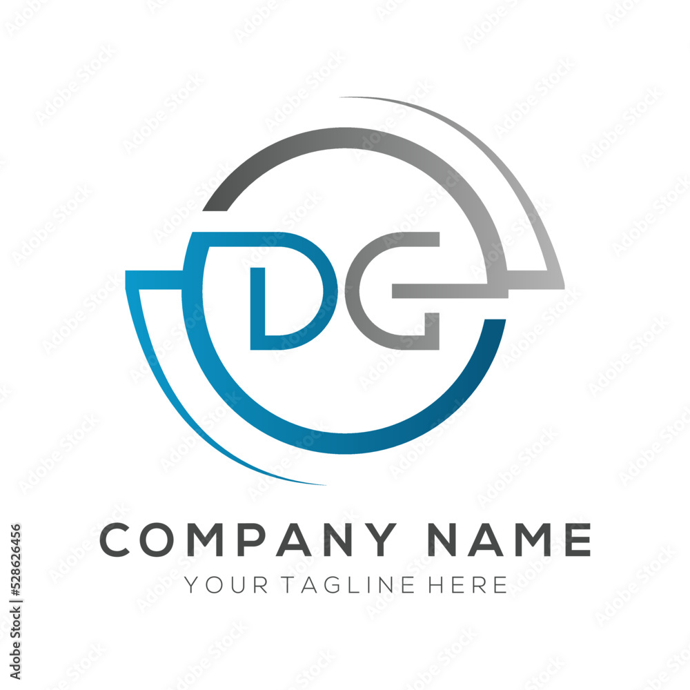 letter DG Logo Design Vector Template. Initial Blue And Silver Letter ...