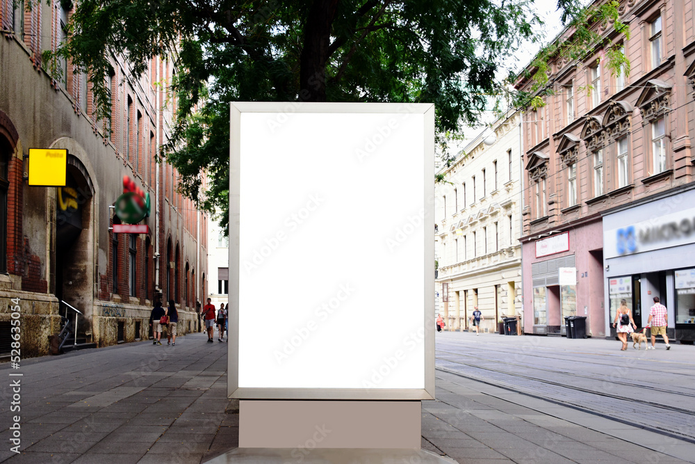 blank white billboard, ad sign. digital lightbox. outdoor poster panel ...