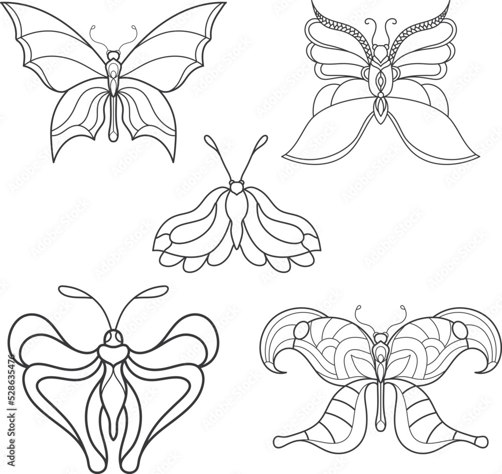 butterfly coloring page for kids Stock Vector | Adobe Stock