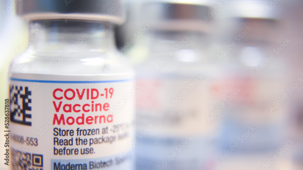 Thailand – SEPTEMBER 5. 2022: Closeup of biontech pfizer and moderna ...