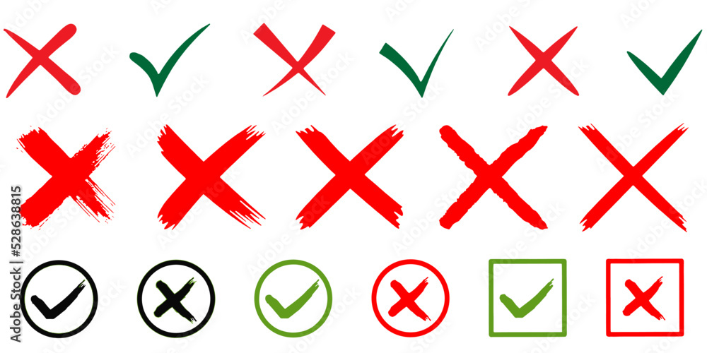 Red cross sign set. Wrong mark collection. Red cross X symbol. Red ...