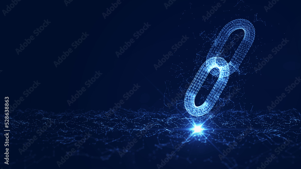 blockchain technology abstract concept. The polygons are connected in a ...