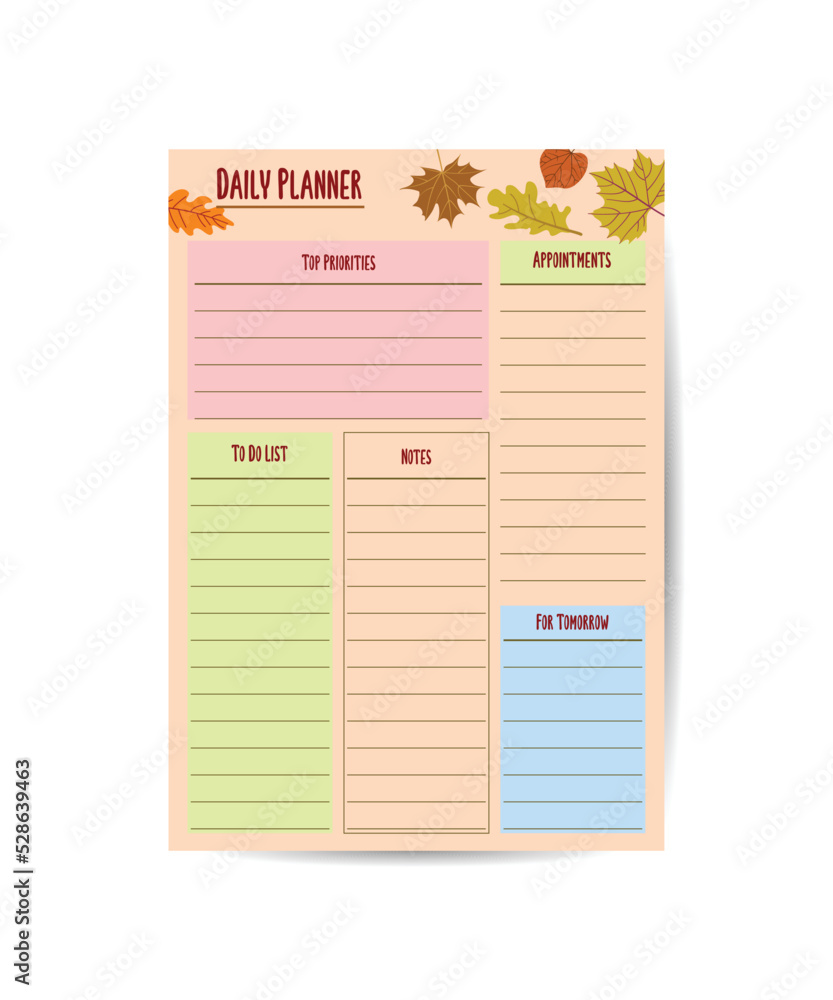 Daily Planner Template Organizer and Schedule with place for Notes ...