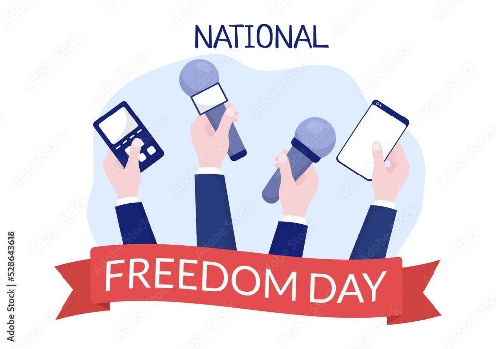National Freedom Day Template Hand Drawn Cartoon Flat Illustration with ...