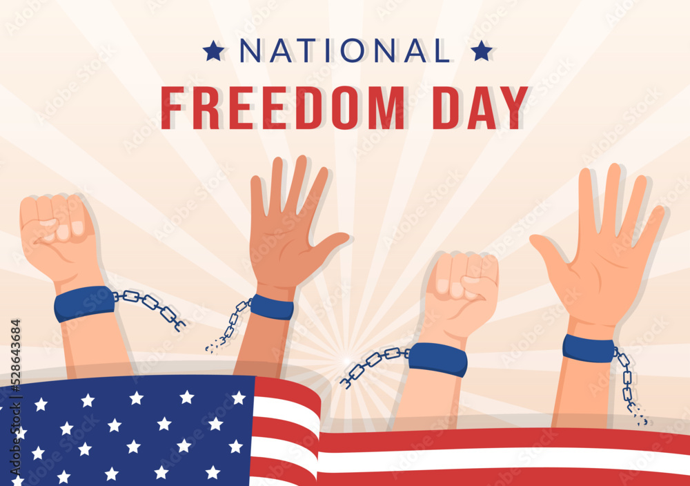 Vetor de National Freedom Day Template Hand Drawn Cartoon Flat ...